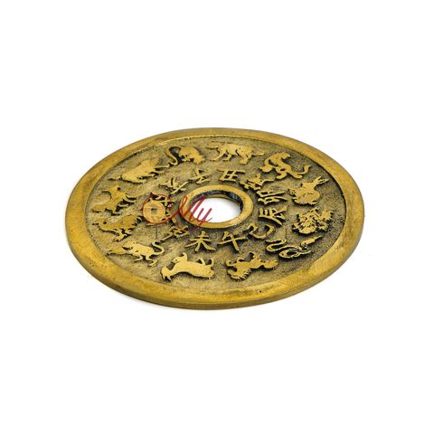 Feng Shui Yellow Brass 12 Zodiac Pakua Giant Big Coin Tai Sui Coin ...