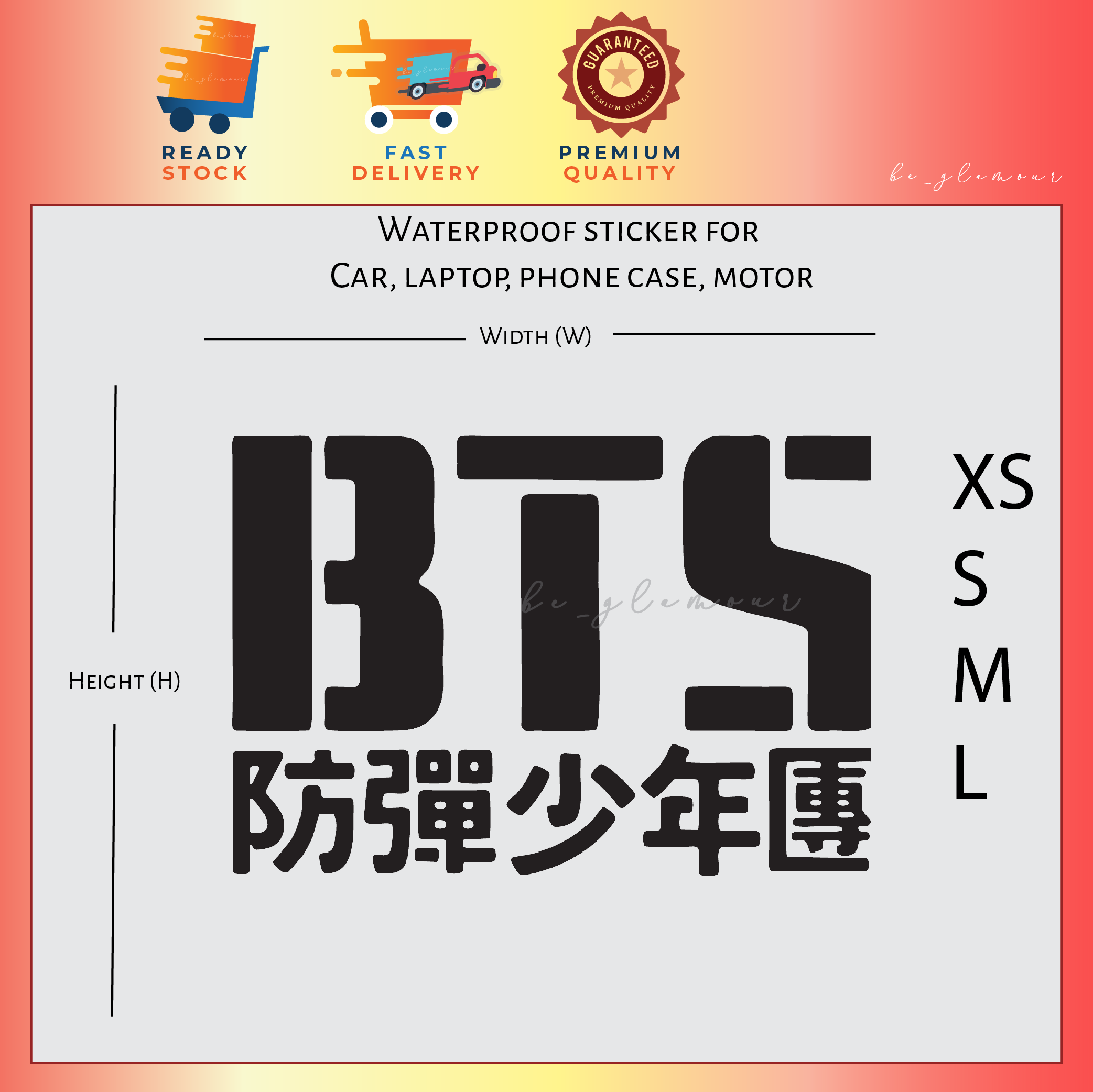 BTS Stickers Stiker BTS KPOP 防弹少年团 Kereta Waterproof Car Motor Laptop ...