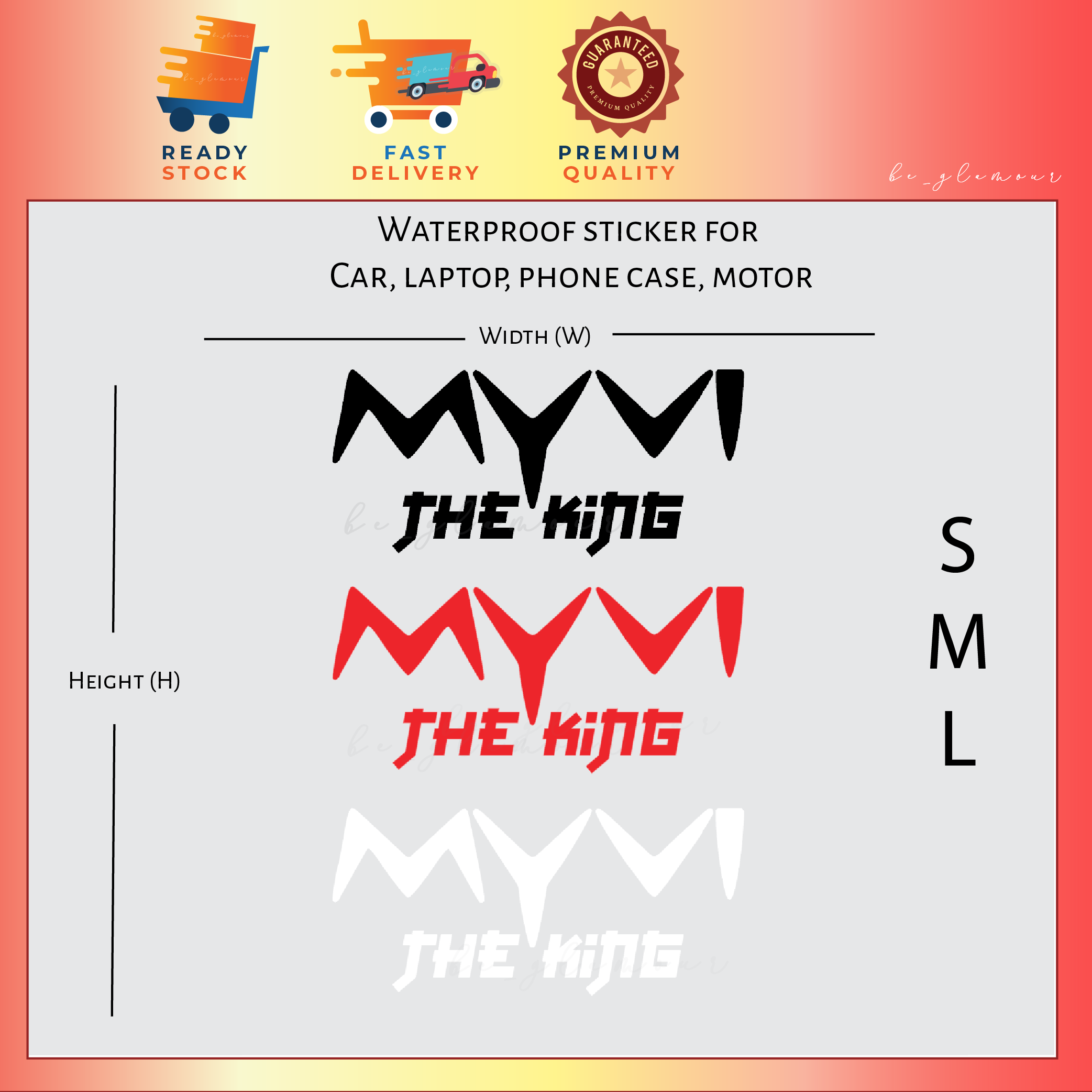Myvi The King Sticker Reflective stiker pantulan cahaya waterproof ...