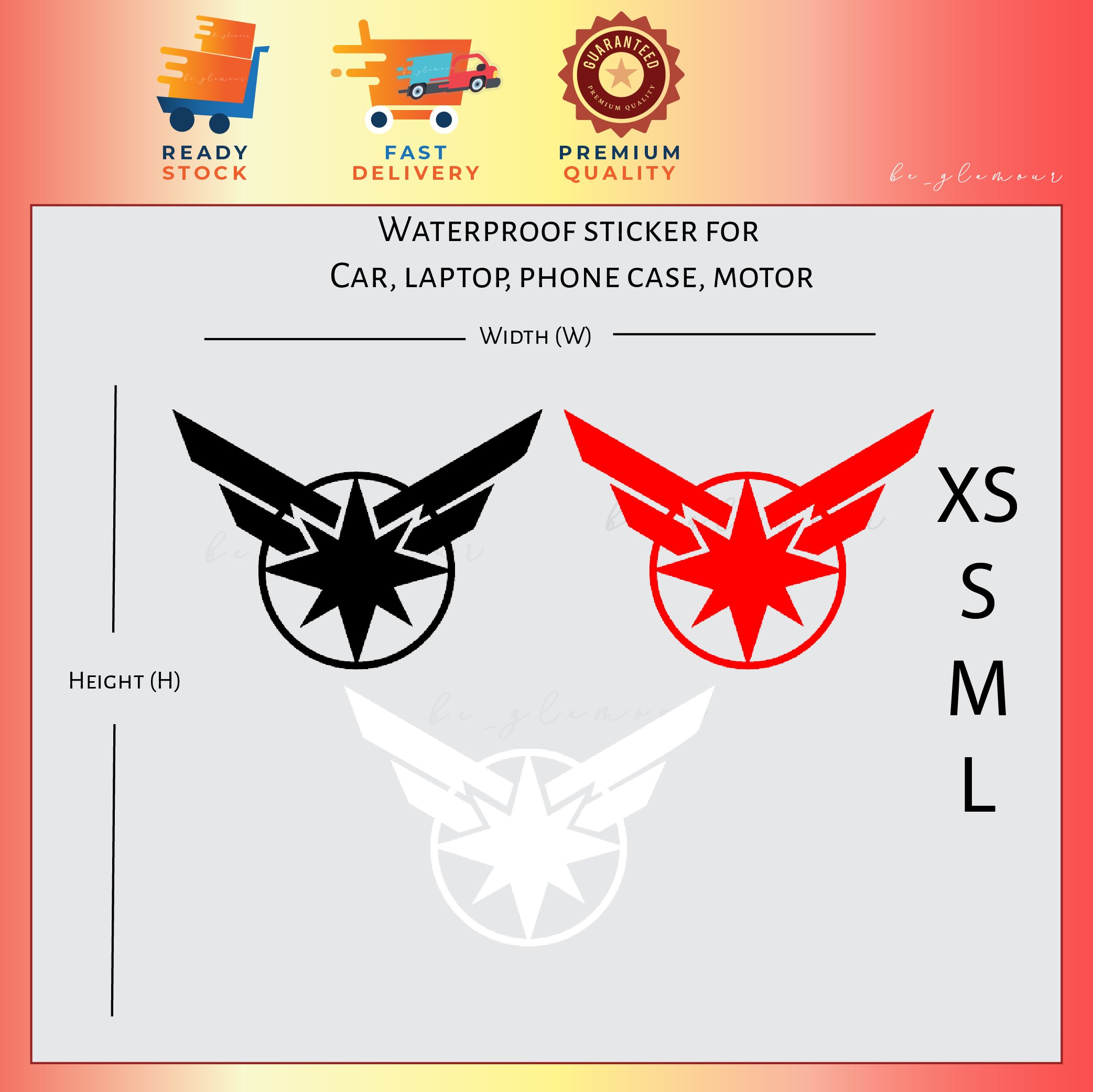 Captain Marvel Logo Sticker reflective stiker MCU pantulan cahaya ...