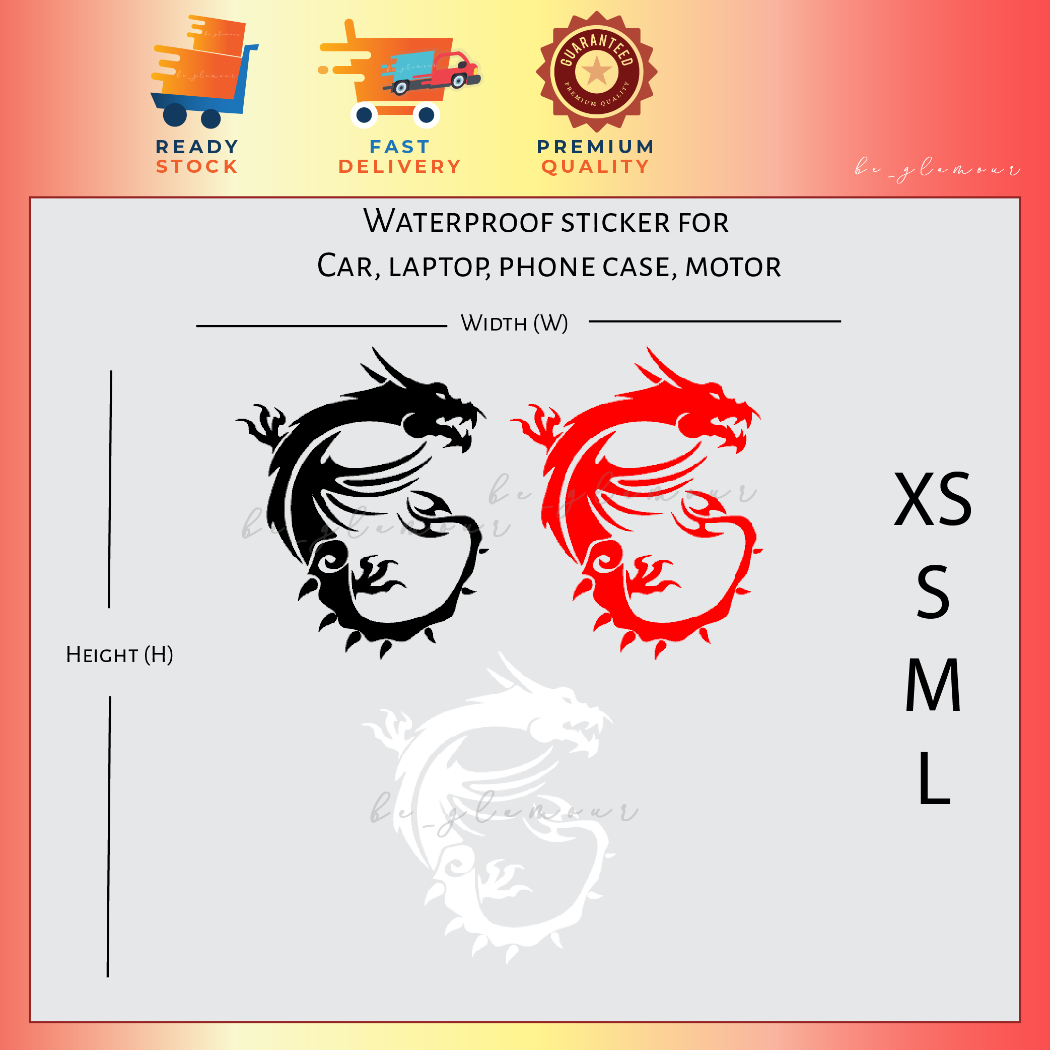 MSI Gaming Dragon sticker reflective g series laptop desktop car Kereta ...