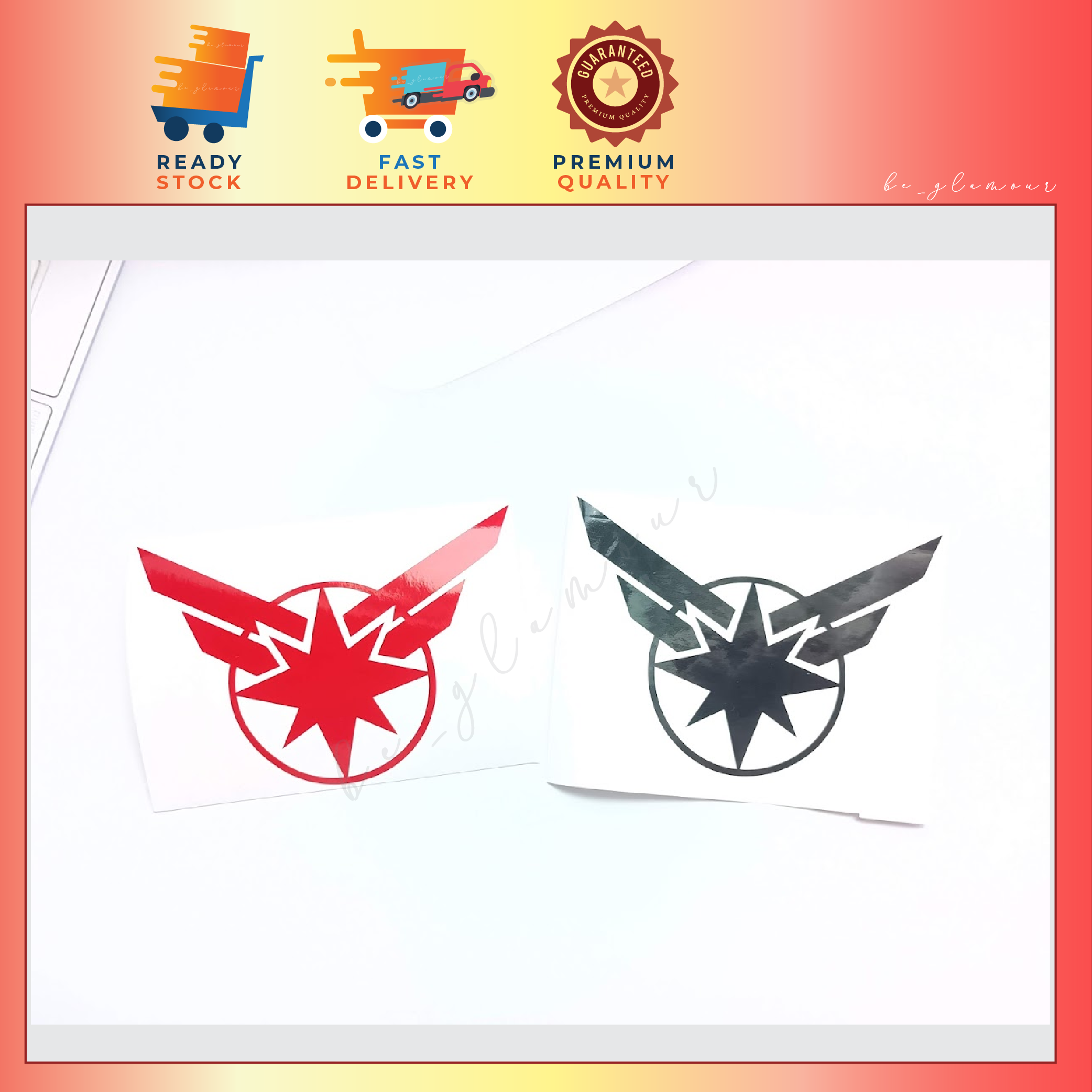 Captain Marvel Logo Sticker reflective stiker MCU pantulan cahaya ...