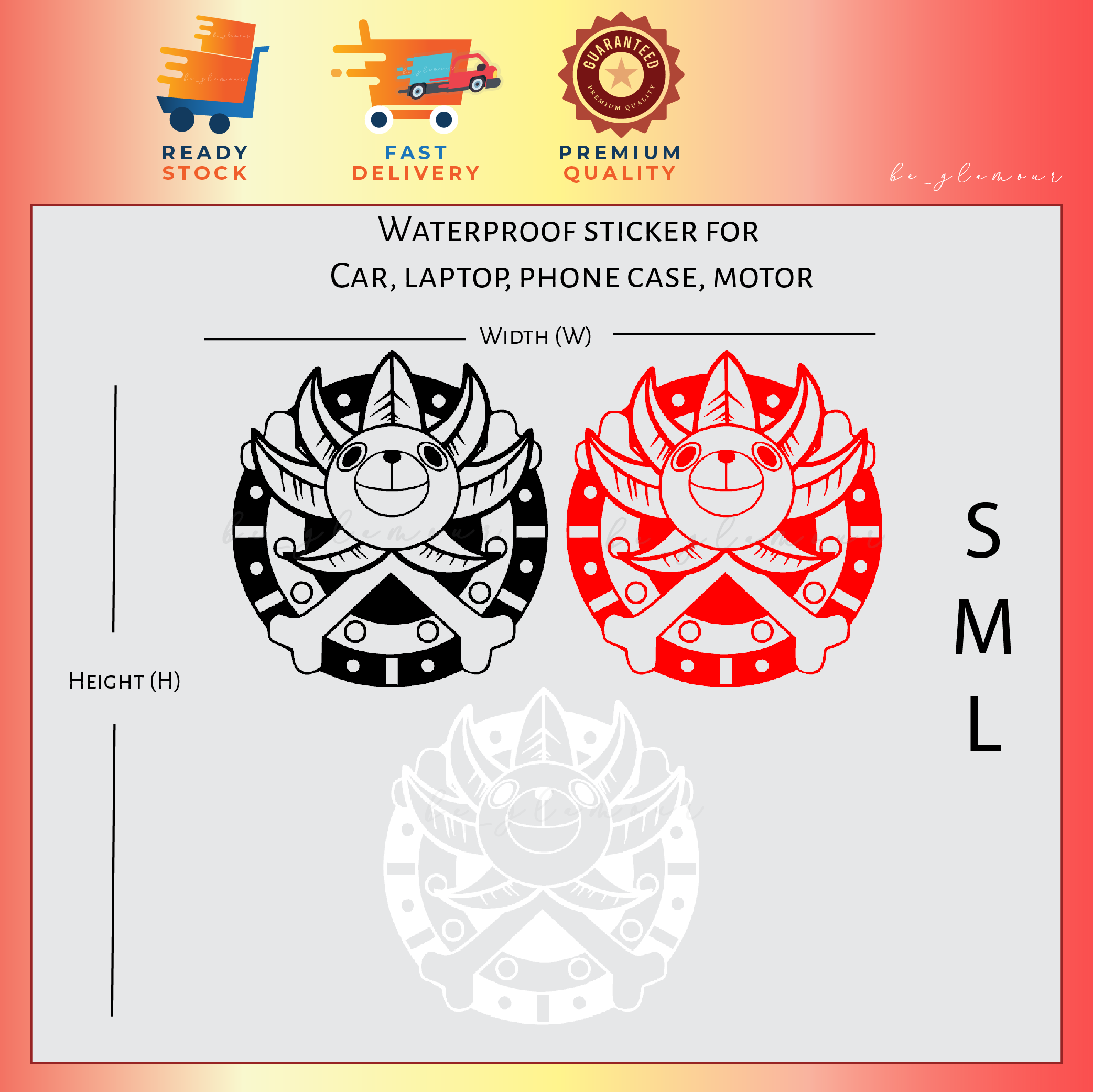 One Piece Thousand Sunny Mugiwara sticker reflective luffy pirate king ...