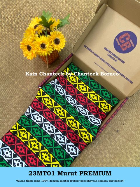 23MT01 | Kain Ela Satin Premium Corak Murut Sabah – Colourful (Bidang ...