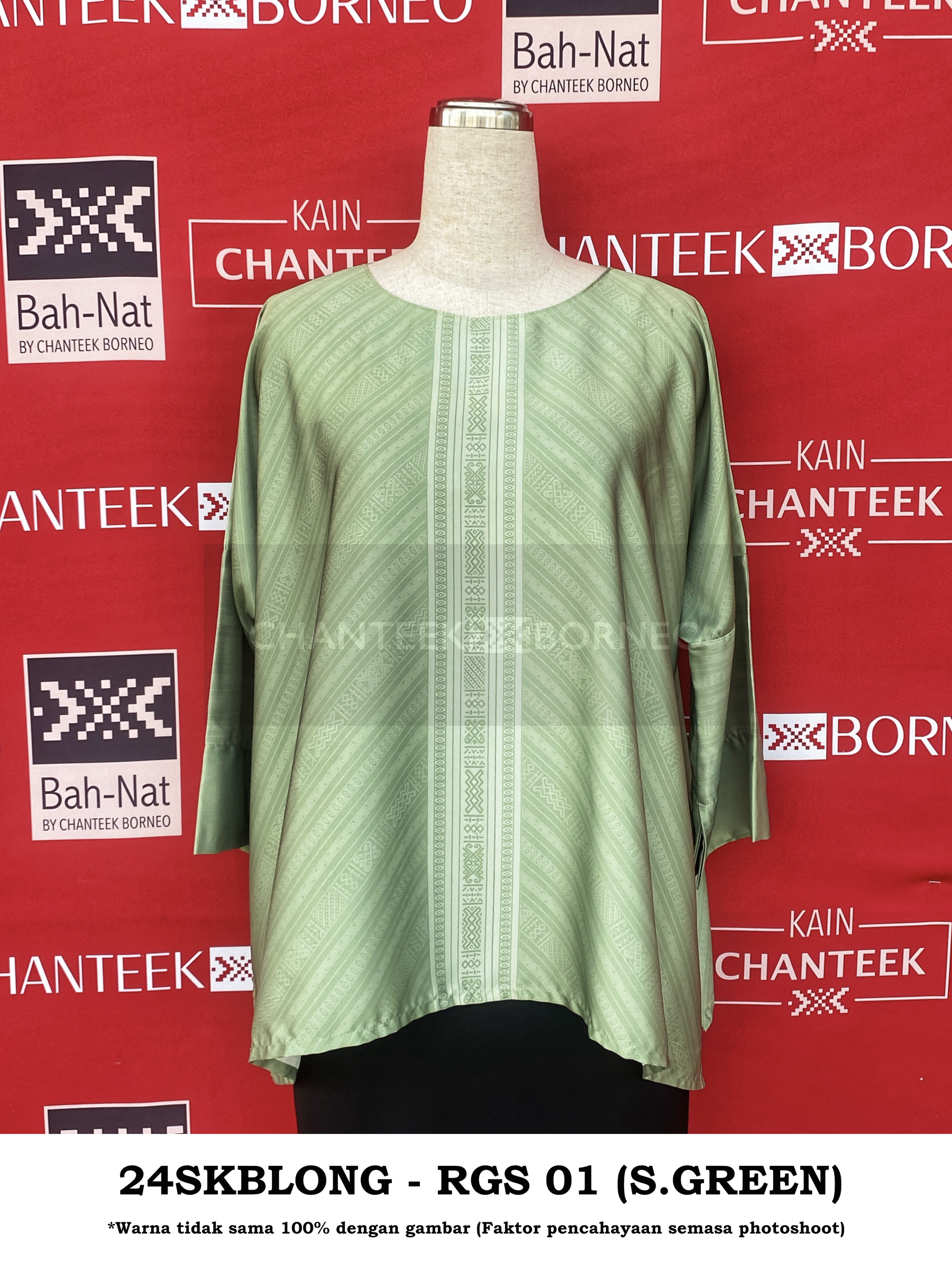 Blouse Rungus Long Kod 24SKBLONG-RGS01 (SAGE GREEN) – Chanteek Borneo eShop