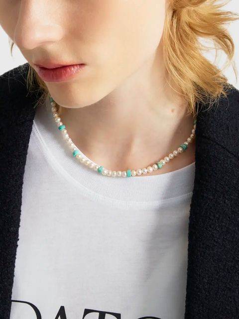 Turquoise With Pearl Necklace 綠松石混色珍珠項鍊 – LESIS