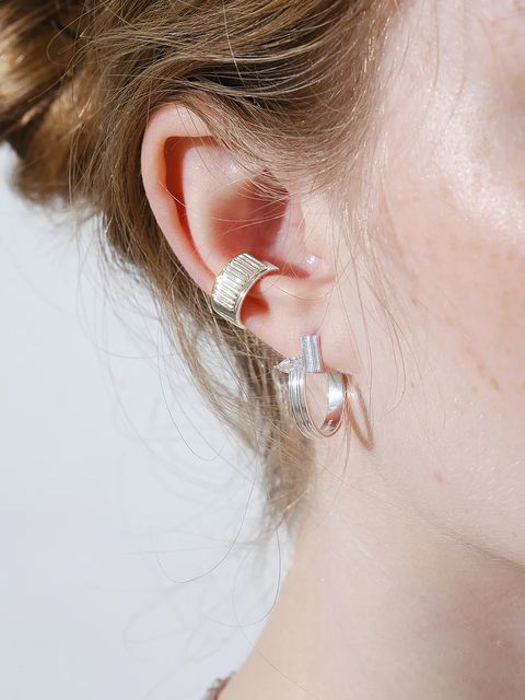 Engraved Texture Earcuff 紋理寬版耳扣 金/銀 單只【預購】 – LESIS