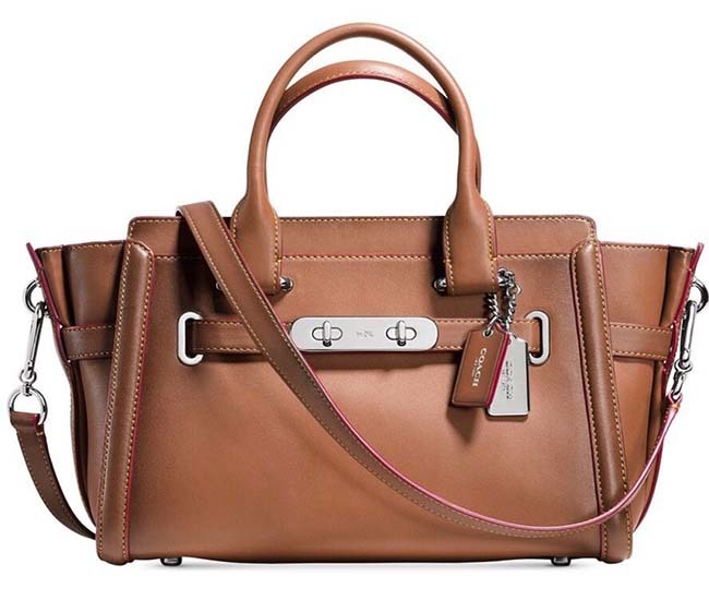 COACH SWAGGER 27 BURNISHED LEATHER SATCHEL SADDLE