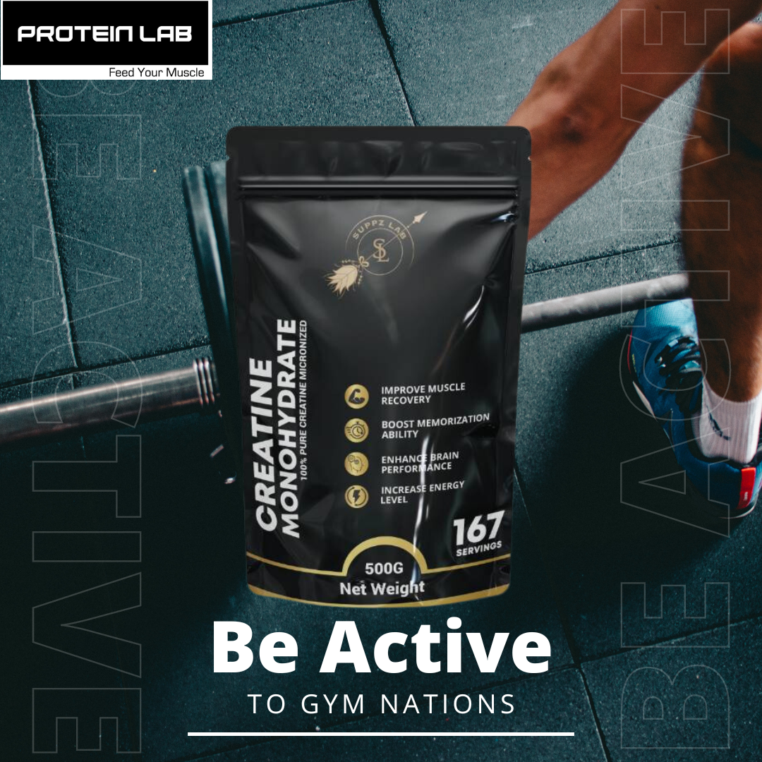 Suppz Lab 100% Micronized Creatine Monohydrate 500g (167 Servings ...