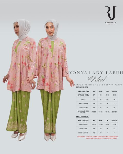 NYONYA LADY LABUH ORKID Premium Printed Loose Kebaya – RONA JINGGA