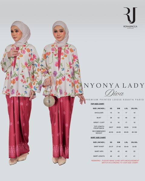 NYONYA LADY DIVA Premium Printed Loose Kebaya – RONA JINGGA