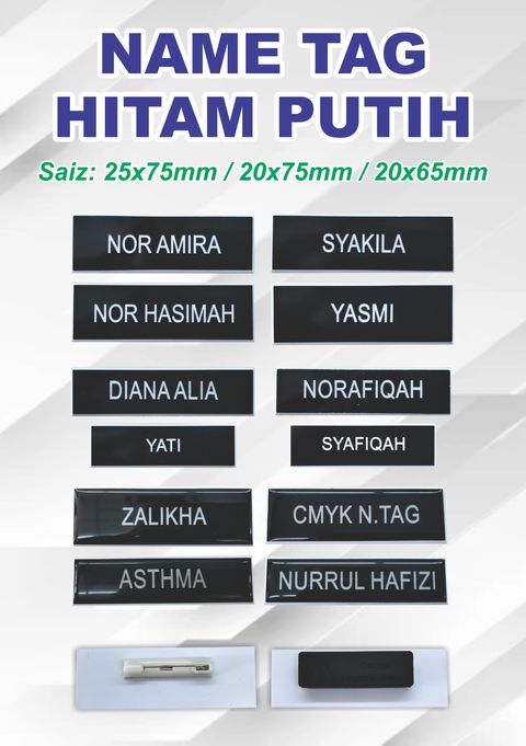 NAME TAG ENGRAVED BLACK/WHITE – CMYK PRINTING & DESIGN