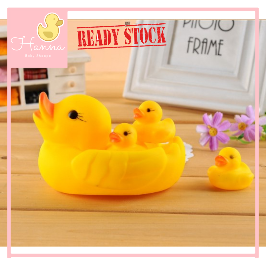 3 + 1 Pcs Yellow Duck Bathing Toy Swimming Duck Baby Bath Toy ...