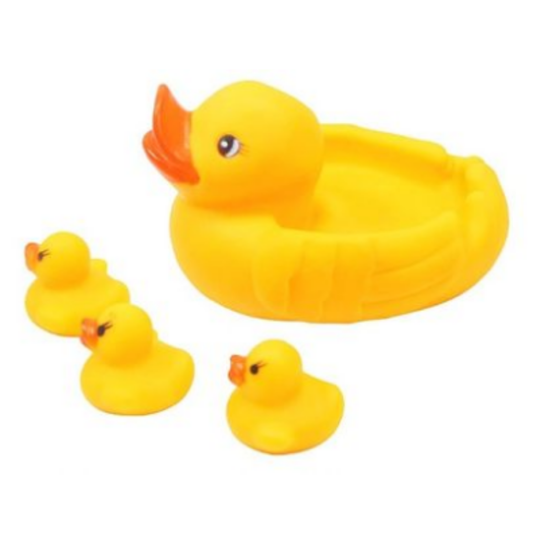 3 + 1 Pcs Yellow Duck Bathing Toy Swimming Duck Baby Bath Toy - Permainan Itik Mandi Bayi