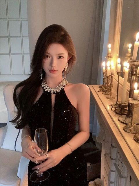 Halter Neck Mini Dinner Dress Black – LSY