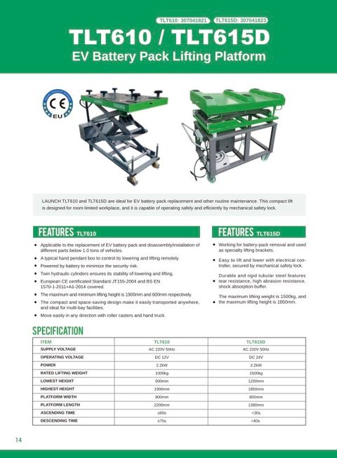 LAUNCH® TLT615D EV Battery Pack Lifting Platform – HK Automotive