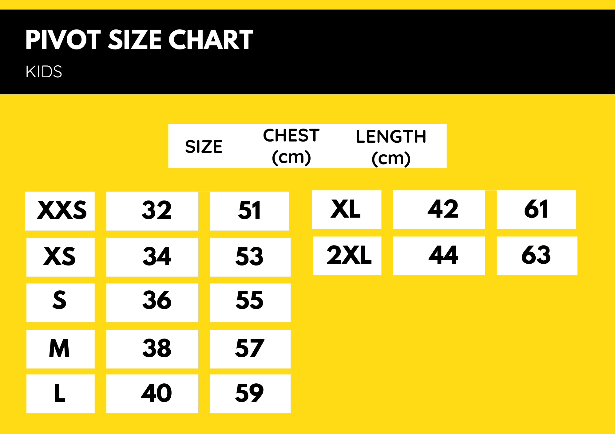Size Chart – Pivot Sports
