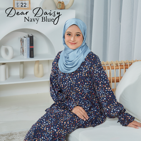 Dear Daisy Modern Kurung Navy Blue with Tiny Flower – Kaili&Co.