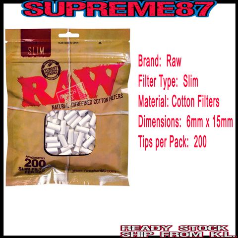 Raw rolling paper Cotton Filters and Cellulose Filter Tips – Supreme ...