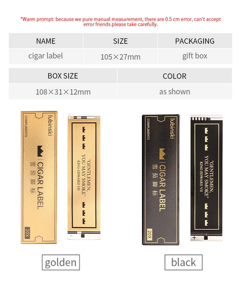 Lubinski Cigar Label Wrapped Around The Top of Cigar Portable Tabacco ...