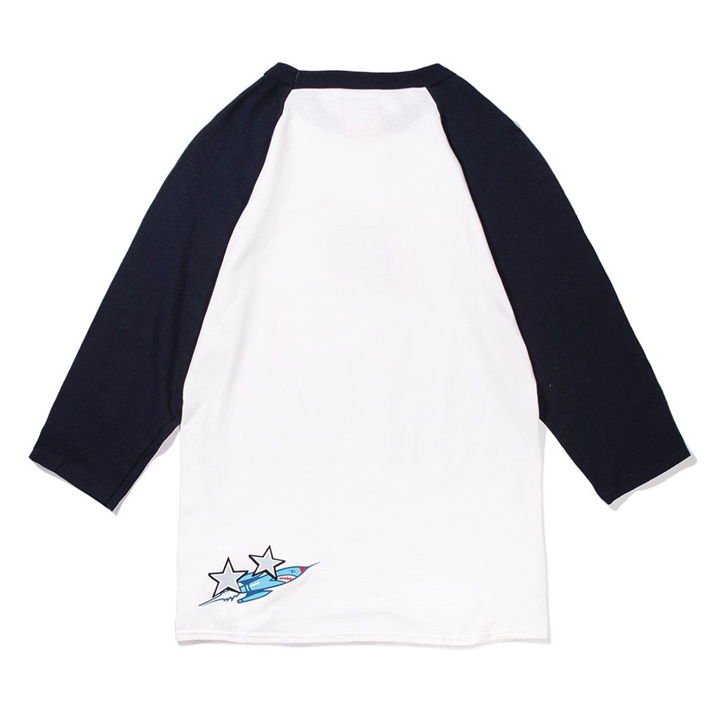 Bootleg Collage Raglan-White/Navy – PRETTYNICE LTD.