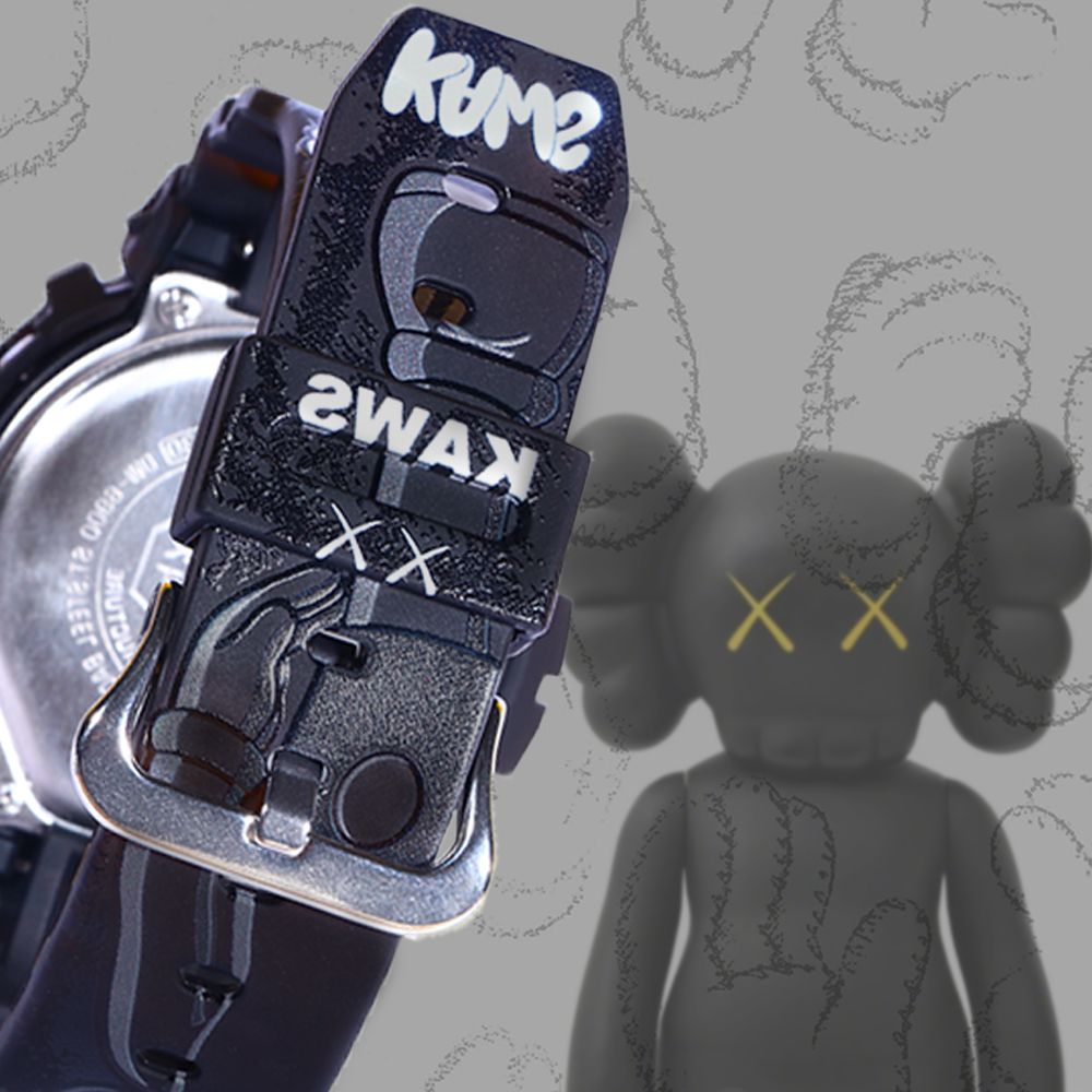 Tough Matte Black KAWS Custom Design Digital G-Shock Watch *Tin Box Set ...