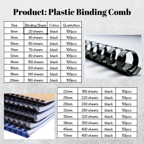 Okada Binding Comb (box) / Plastic Binding Comb / Binding Comb Black Colour / Sikat Pengikat ...