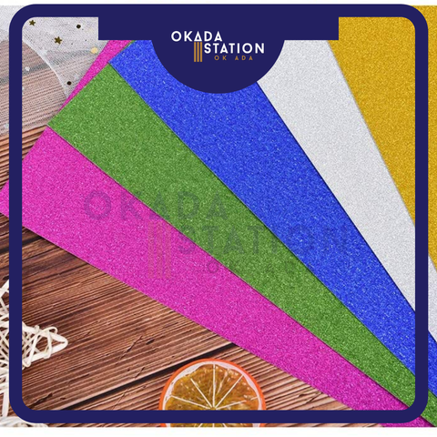 (RM2.20) OKADA A4 Glitter Card 2 in 1 / Colour Glitter Card / Shinny ...