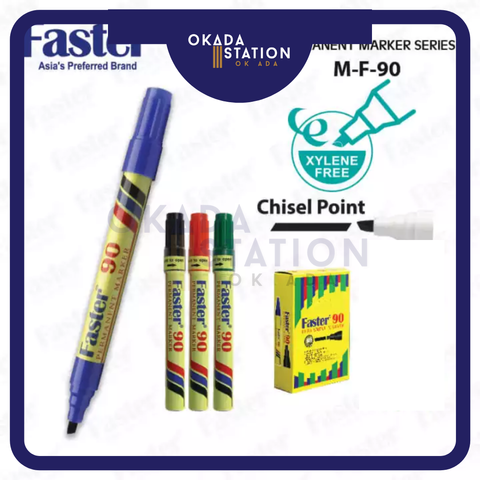 Faster 90 Permanent Marker (Red/Black/Blue/Green) / Marker Pen / Pen ...