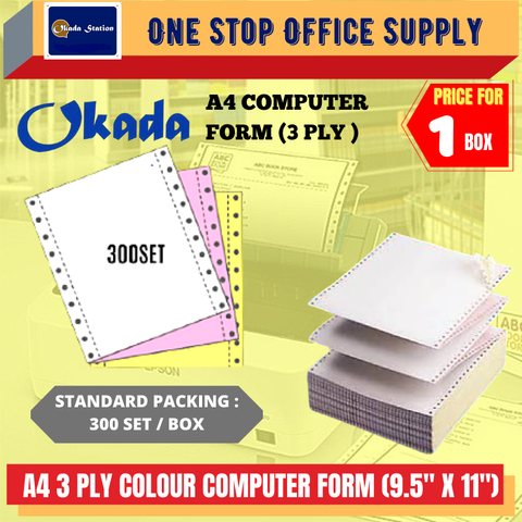 A4 COMPUTER PAPER 3 PLY NCR COMPUTER PAPER / KERTAS KOMPUTER -( 9.5'' X ...