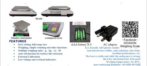 DICKSON DSW-CB 6kg & 10kg Series Electronic Precision Scale ( weighing ...