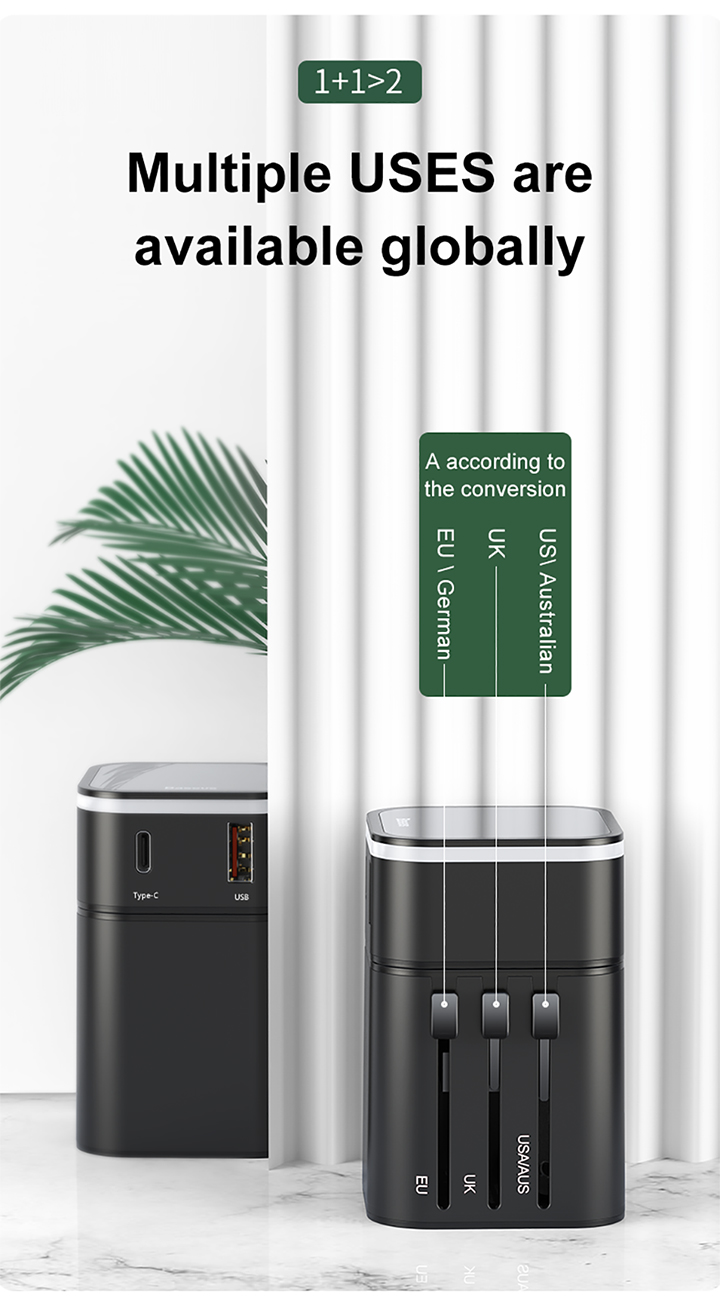 Baseus Removable 2 in 1 Universal Travel Adapter PPS Quick Charger ...