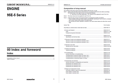 Komatsu Diesel Engine Shop Manual SAA4D95LE-5, 95E-5 Series Engine ...
