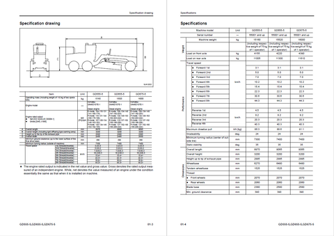 Komatsu Motor Grader Shop Manual GD555-5, GD655-5, GD675-5 55001 and up ...