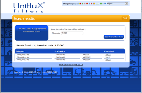 Uniflux Filters Product Catalog Offline – Electronic Parts Catalogue