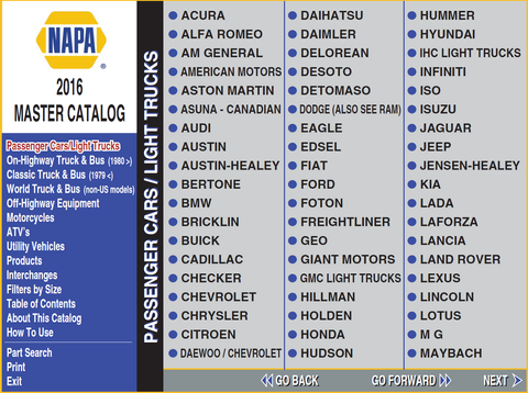 NAPA Filters Master Product Catalog Offline – Electronic Parts Catalogue