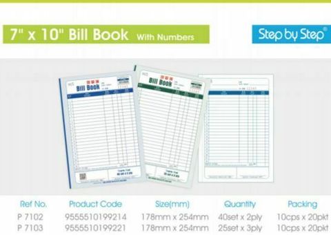 7" x 10" BILL BOOK (2 PLY) (3 PLY) -(NON-NCR) / 2 PLY / 3 PLY /BILL ...