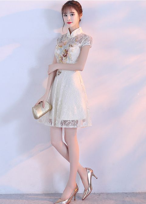 A LINE EMBROIDERED CHEONGSAM DRESS TFT13135 – The Fashion Trends