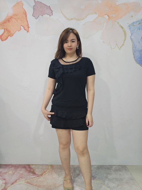 EB21002 Mixed Mesh Ruffled Roma Top – Everbeauty Collection