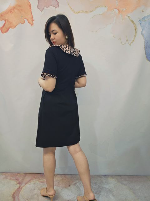 EBD24018 Pink Elegant Ruffled Collar Slim Premium Roma Dress ...