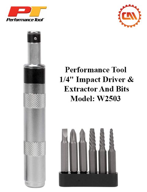 Performance Tool 1/4" Impact Driver & Extractor And Bits (Model: W2503 ...