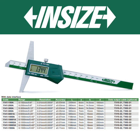 INSIZE Standard Digital Depth Gauge / Depth Gage 150mm (Model: 1141 ...