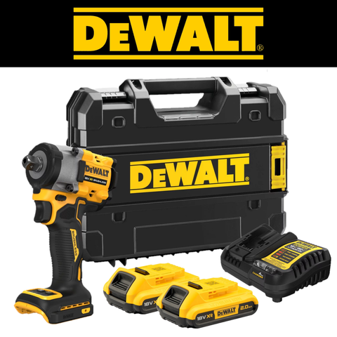 DEWALT 20V Compact Impact Wrench 1/2" c/w 1x Charger & 2pc 2.0Ah ...