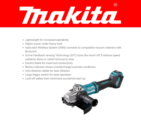 MAKITA XGT 40V Cordless Angle Grinder 7" (Bare Unit) - Model: GA037GZK ...