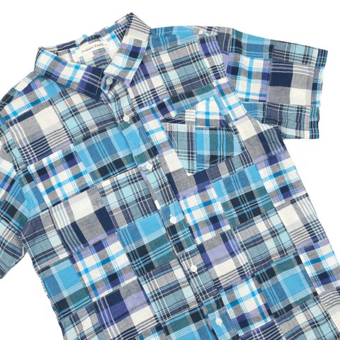 Indian Resort Blue Plaid Patchwork Shirt – FIFTH