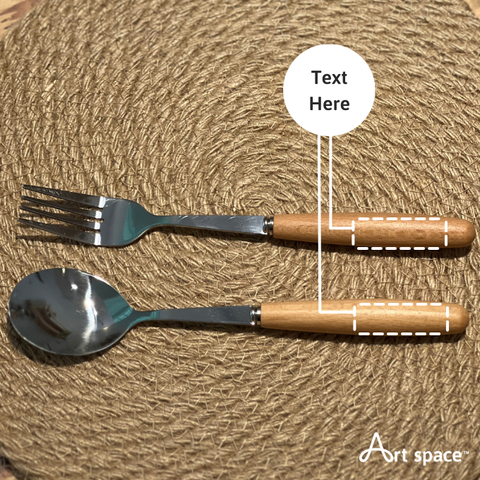Personalized Stainless Steel Cutlery Set with Wooden Handle 客制化激光雕刻~木柄 ...