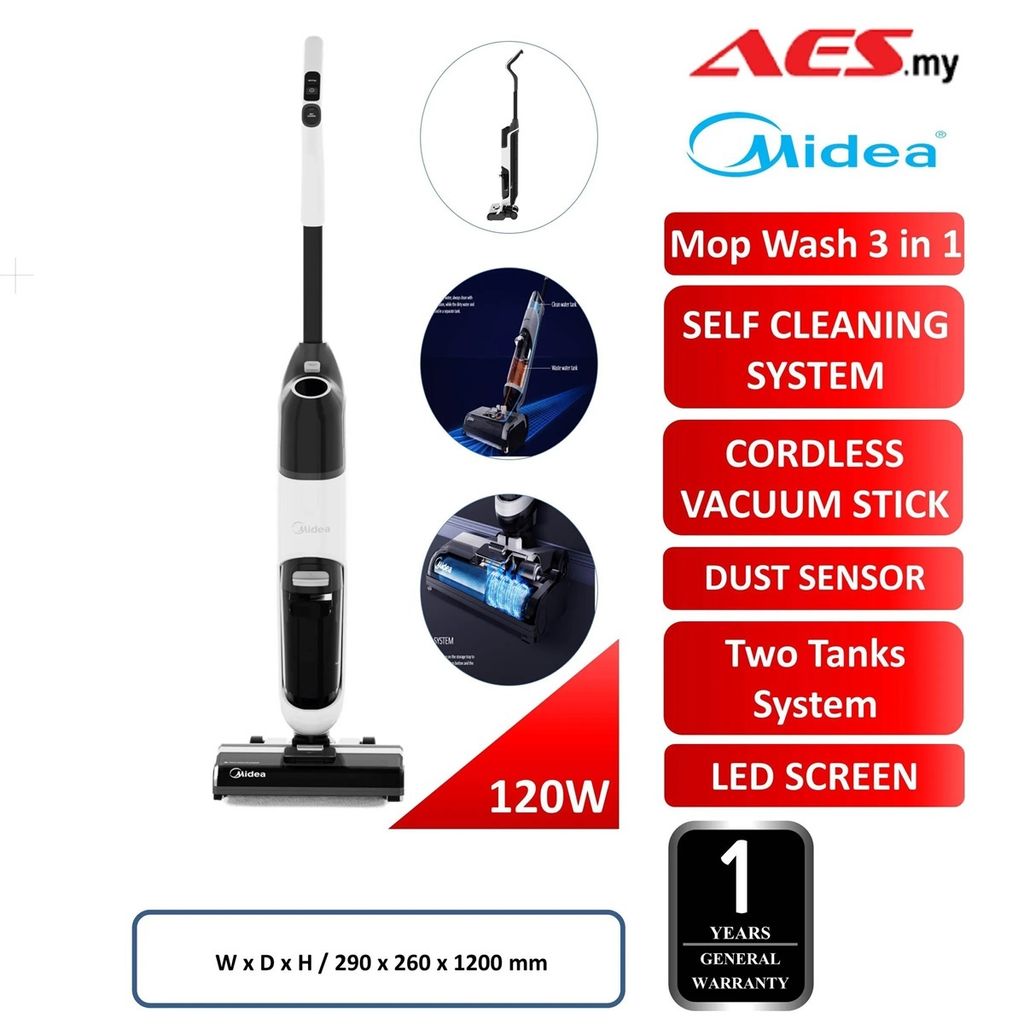 MIDEA MVC-X8 3-IN-1 VACCUM MOP WASH SELF CLEANING SYSTEM DUST SENSOR ...