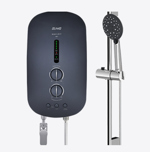 ALPHA SMART 18I PLUS METAL BLACK WATER HEATER WITH RAINSHOWER-DC PUMP ...