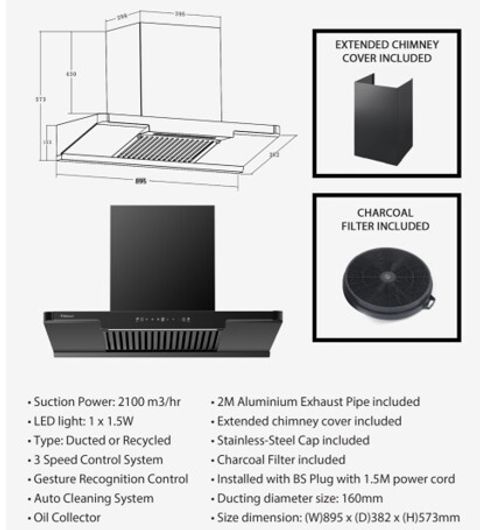 FIRENZZI FCH-9163 2100m3/hr 3 SPEED GESTURE CONTROL AUTO CLEANING ...
