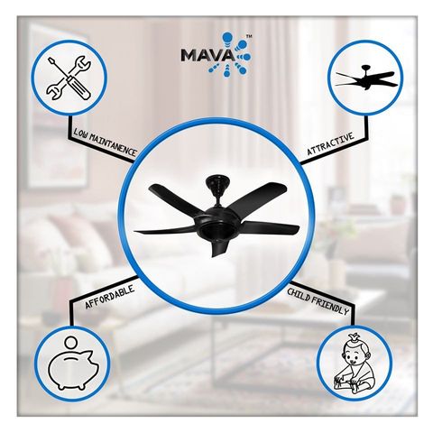 MAVA 42" AC BLACK / WHITE CEILING FAN WITH REMOTE CONTROL – Syarikat ...